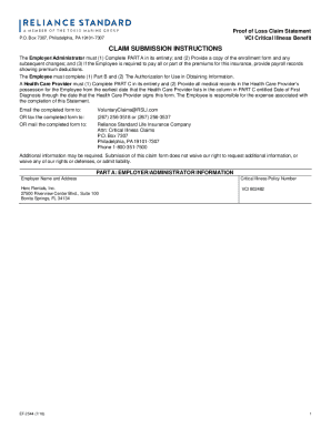 Fillable Online Proof of Loss Claim Statement - ERG Fax Email Print ...