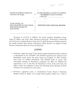 Fillable Online Petition for Judicial Review - Democracy Docket Fax ...