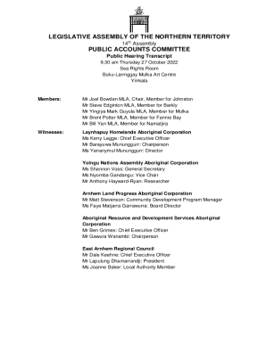 Fillable Online parliament nt gov Legislative Assembly of the Northern ...