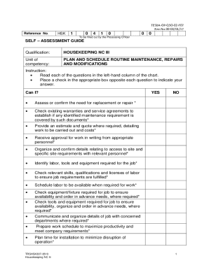 Fillable Online Housekeeping NC III - TRAINING REGULATIONS Fax Email ...
