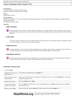 Fillable Online Lesson 2: Identifying an Author's Purpose - Part 2 Fax ...