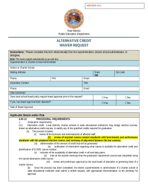 ALTERNATIVE CREDIT Waiver rEQUEST Doc Template | pdfFiller