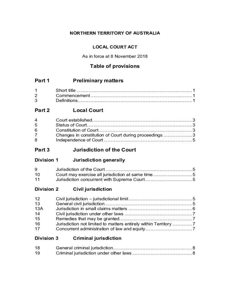 Fillable Online parliament nt gov Local Court Act - Northern Territory ...