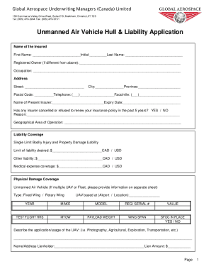 Fillable Online Private Aircraft Application Form - Global Aerospace ...