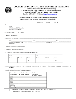 Fillable Online COUNCIL OF SCIENTIFIC AND INDUSTRIAL RESEARCH Fax Email ...
