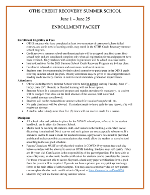 Fillable Online PACE SUMMER SCHOOL ENROLLMENT FORM Fax Email Print - pdfFiller