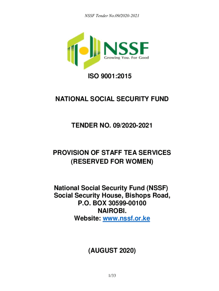 Fillable Online National Social Security Fund (NSSF) Tender No PA ...