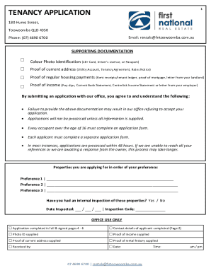Fillable Online RESIDENTIAL TENANCY APPLICATION FORM Fax Email Print ...