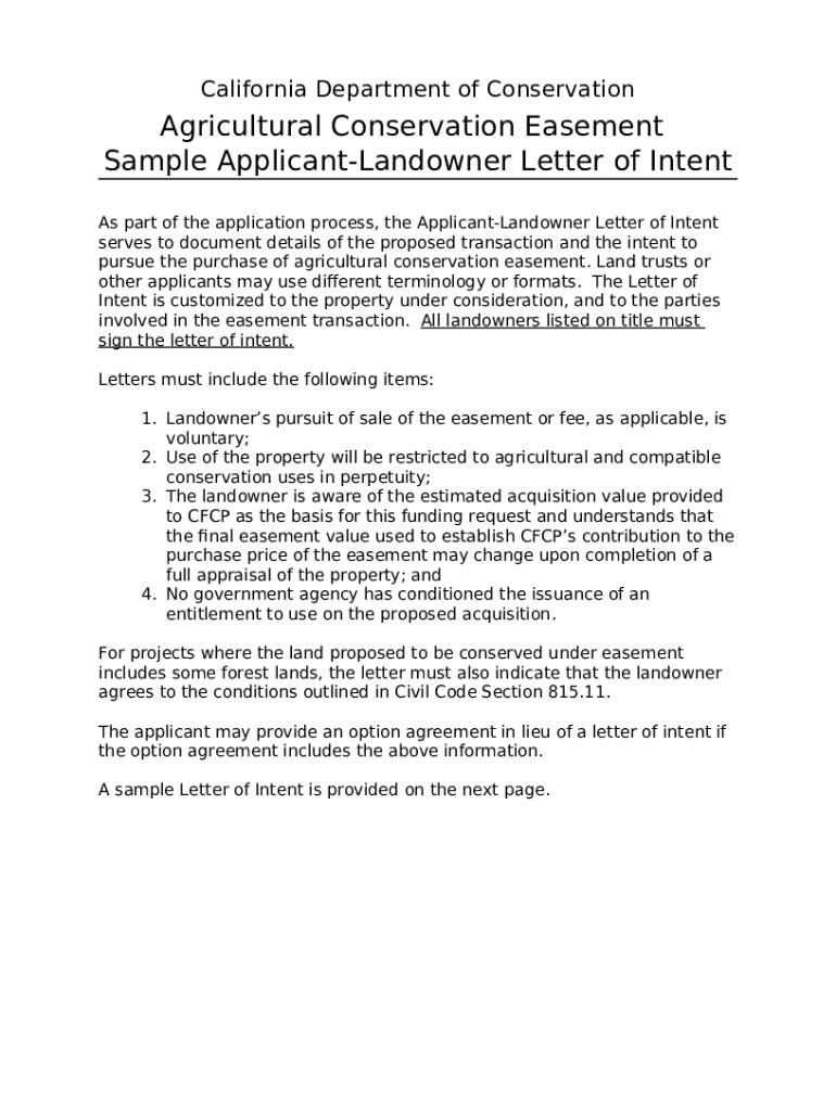 Landowner Project Application and Letter of Intent Doc Template | pdfFiller