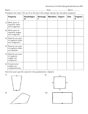 Fillable Online Identifying Types Of Quadrilaterals Worksheets Fax ...