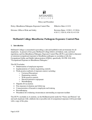 Fillable Online APPENDIX D MODEL EXPOSURE CONTROL PLAN - OSHA Fax Email ...