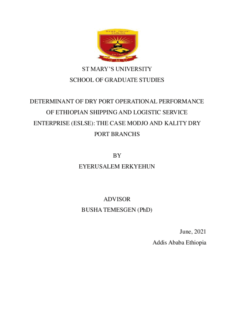 Fillable Online The Case of Modjo and Kaliti Dry Ports and Terminals A ...