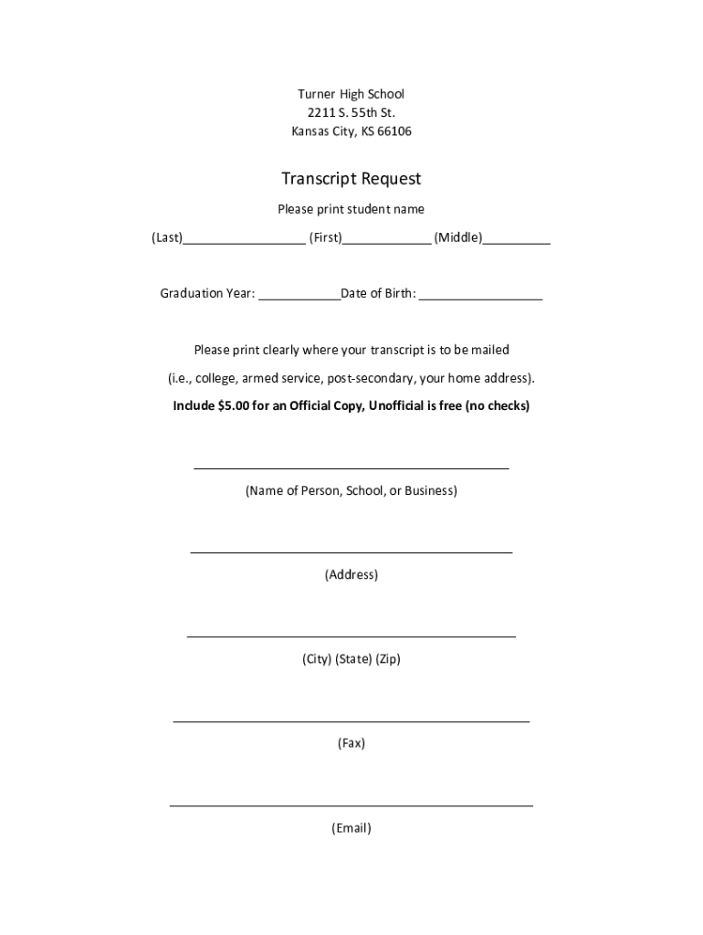 Fillable Online Transcript Request and Alumni Database Fax Email Print ...