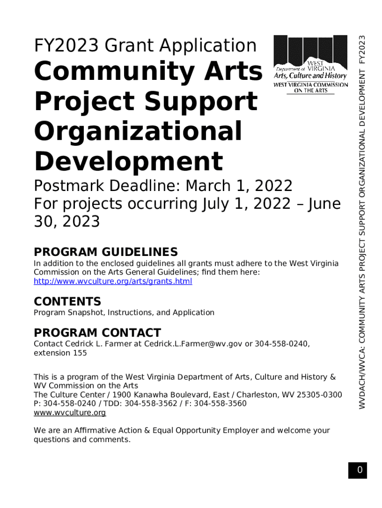 FY23 Grants for Arts Projects Guidelines Webinar: Media Arts Doc Template | pdfFiller