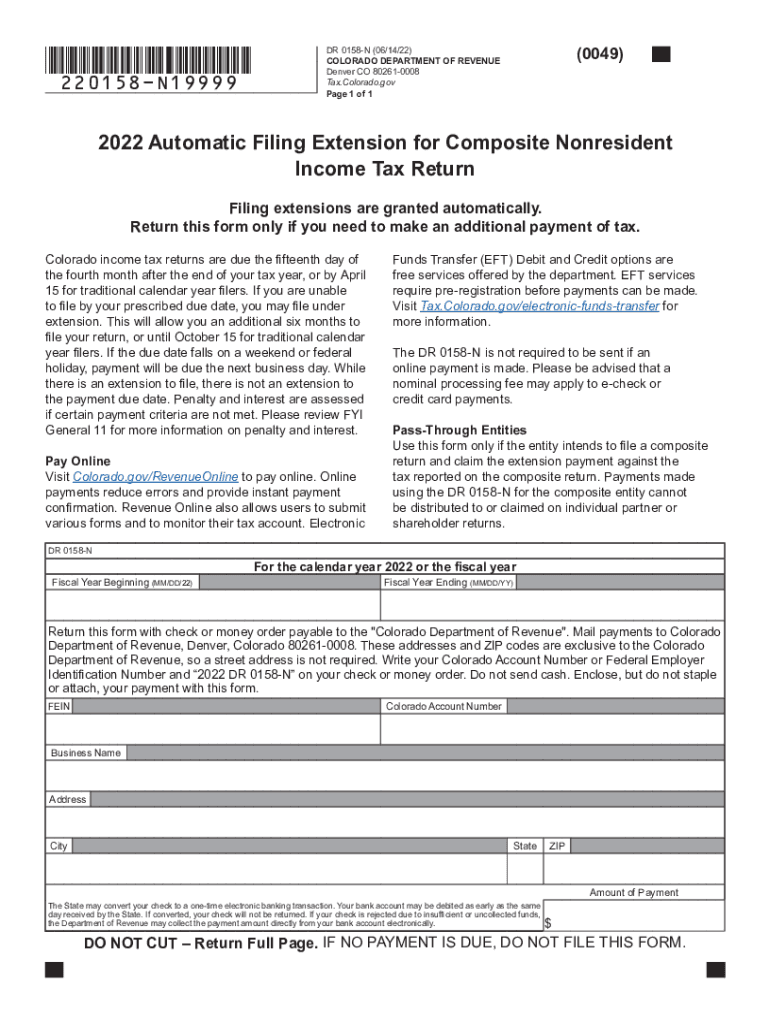 Fillable Online 2022 Automatic Filing Extension for Composite ...