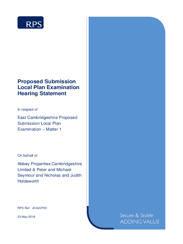 Fillable Online Local Plan Examination: Written statements Fax Email ...