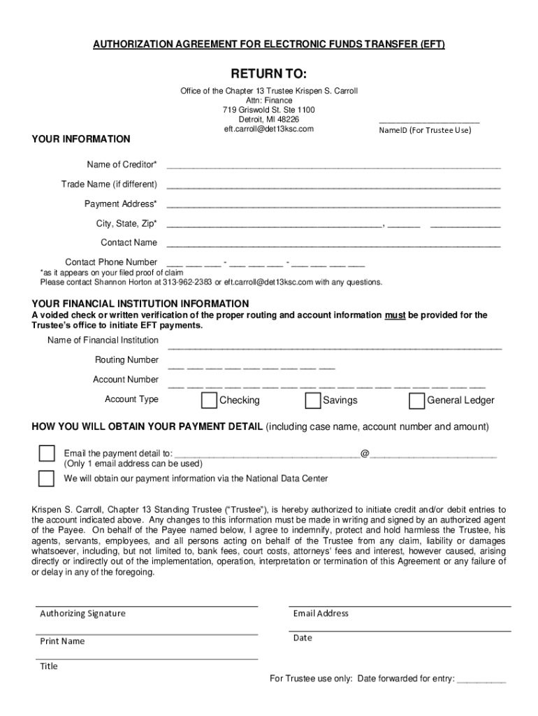 Fillable Online AUTHORIZATION AND AGREEMENT FOR ELECTRONIC ... Fax Email Print - pdfFiller