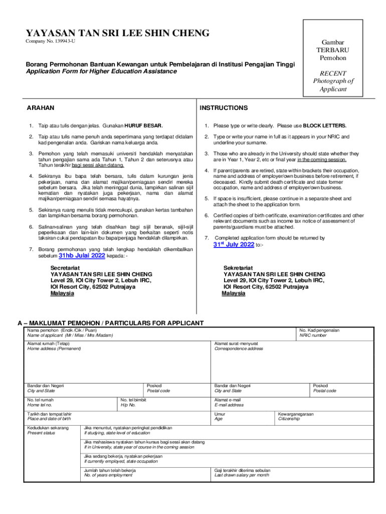 Fillable Online Lifetime Achievements: Tan Sri Dr Lee Shin Cheng ...