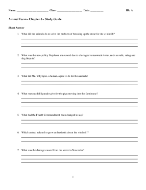 Fillable Online Animal Farm: A Fairy Story by George Orwell (Chapter 6 ...