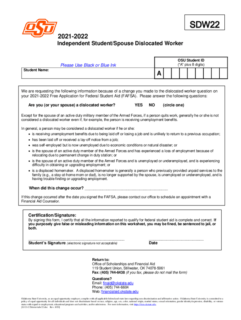 Fillable Online 2223-DISLOCATED-WORKER-FORM.pdf Fax Email Print - pdfFiller