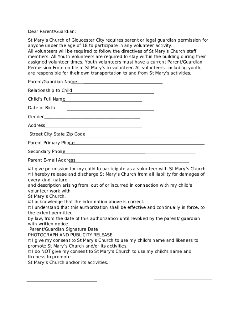 Parent/Guardian Consent - Missouri Botanical Garden Doc Template | pdfFiller