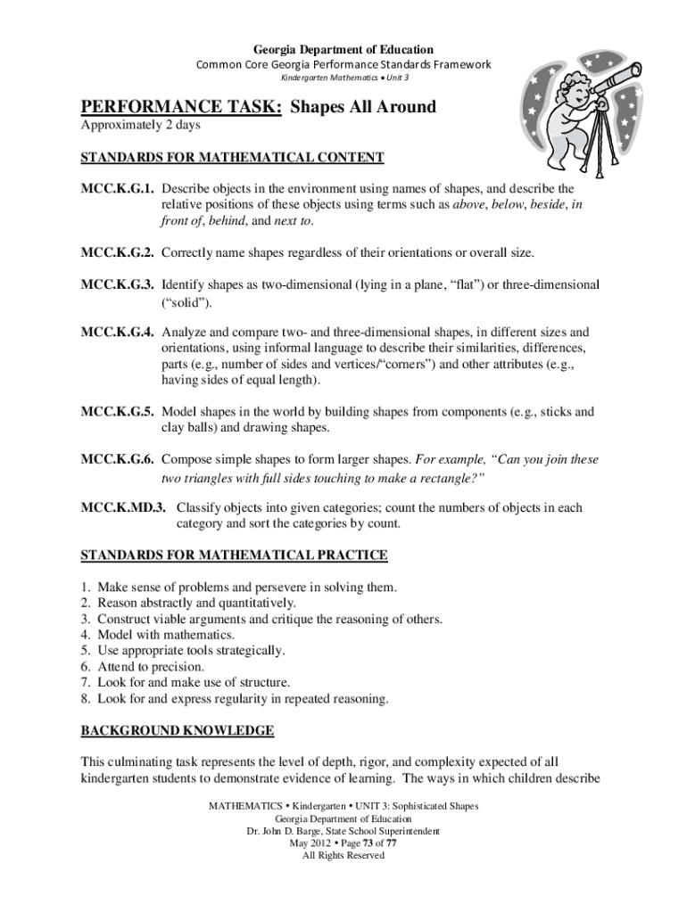 Fillable Online Georgia's K-12 Mathematics Standards Curriculum Map Fax ...
