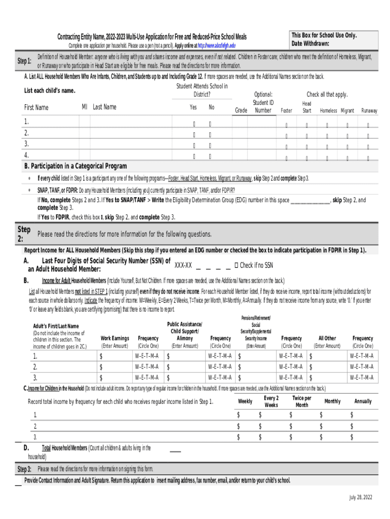 Administration and s for NSLP - Square Meals Doc Template | pdfFiller