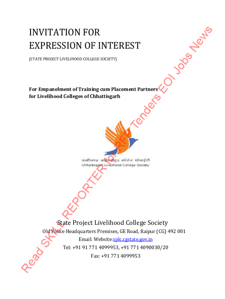 Fillable Online Expression of Interest- Application invited for ...