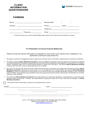 Fillable Online Farming Questionnaire Fax Email Print - pdfFiller