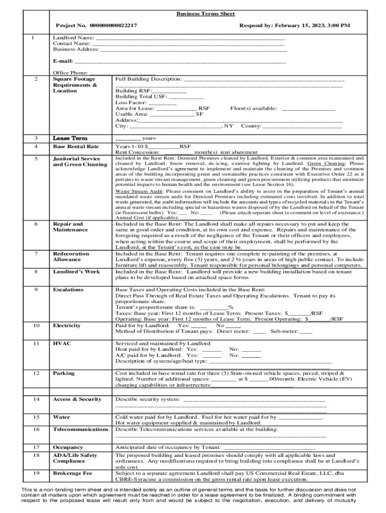 Fillable Online ogs ny Business Terms Response Sheet Fax Email Print ...