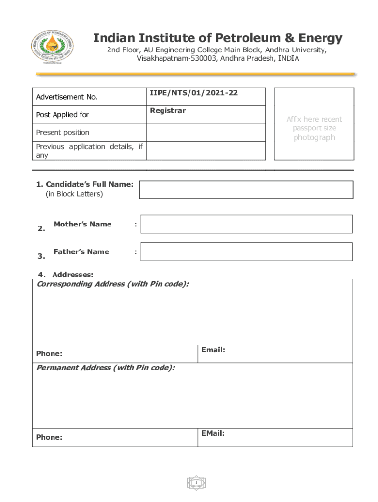 Fillable Online Indian Institute of Petroleum and Energy - Wikipedia Fax Email Print - pdfFiller