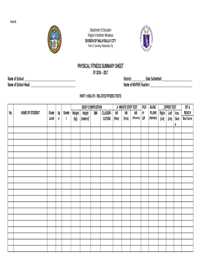Physical Fitness Tests - DepED, Division of Malaybalay City Doc ...