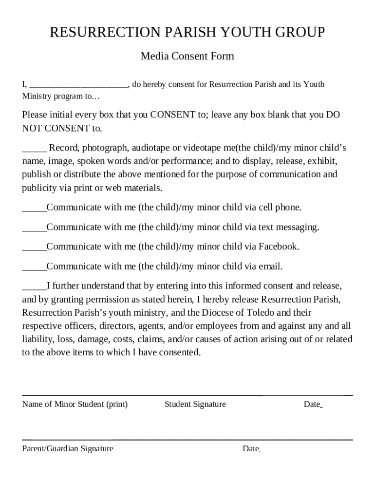 Church of the Resurrection Youth Permission Program Doc Template ...