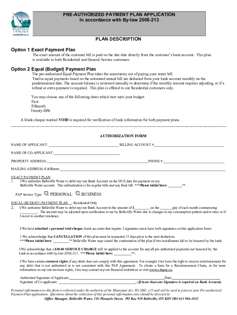 Fillable Online Pre-authorized Payment Application Form - EPCOR ...