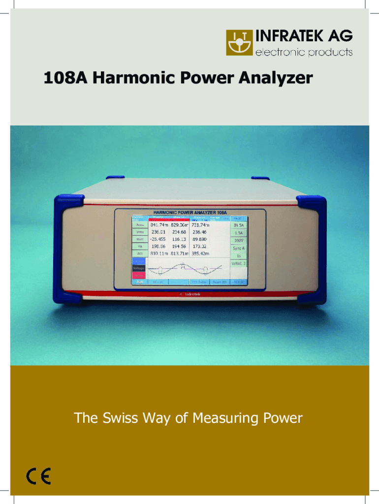 Fillable Online Infratek 108A Harmonic Power Analyzer: Single To Six Phase Fax Email Print ...
