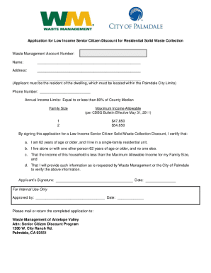 Fillable Online Senior Citizen Application for Solid Waste Discount Fax ...