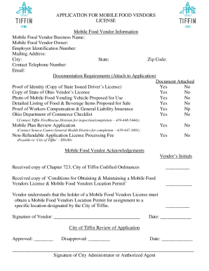Fillable Online Mobile Food Vendor License Application City ...
