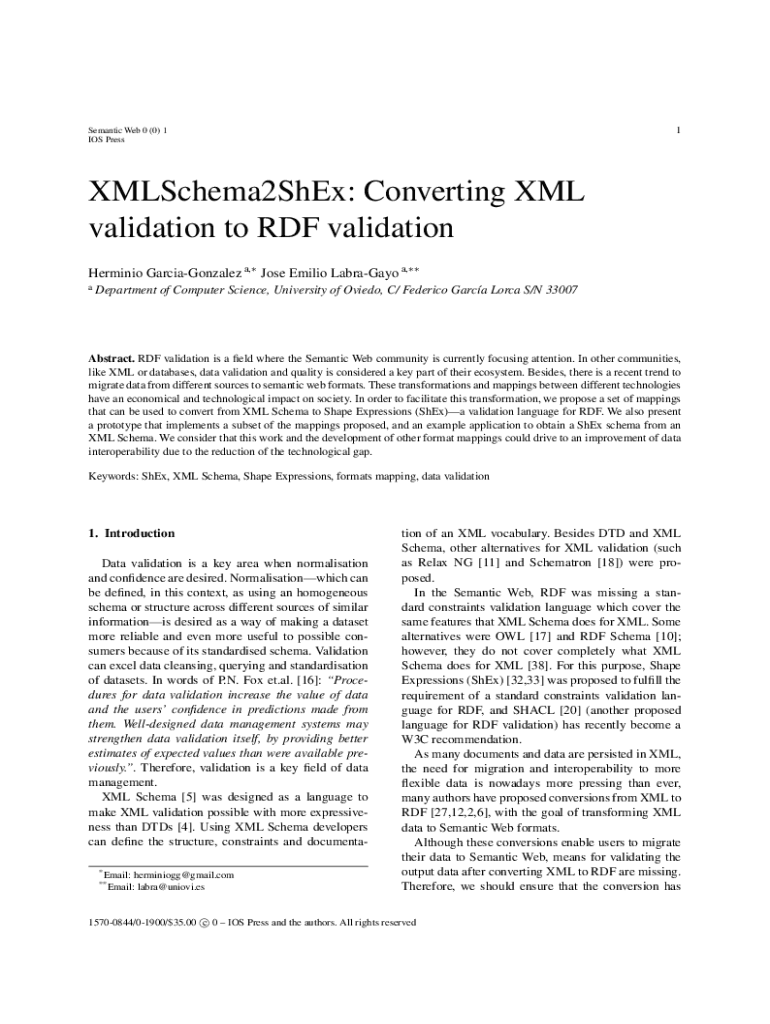 Fillable Online Converting Xml Validation To Rdf Validation Semantic Web Fax Email Print 
