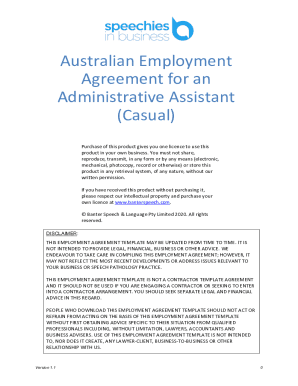 Fillable Online Casual Administrative Assistant Employment Agreement ...