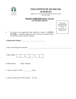 Fillable Online Tata Institute of Social Sciences: Detailed Application ...