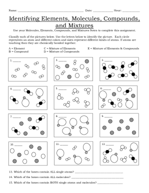 Fillable Online Elements, Compounds, and Mixtures Classify each of the ...