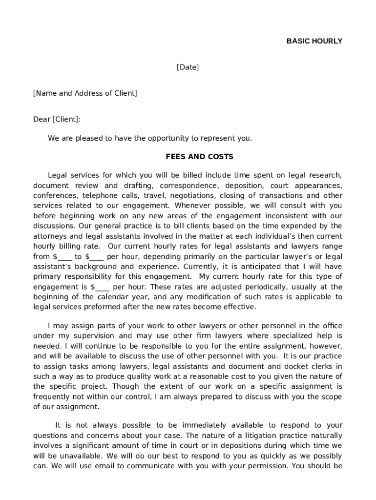 Engagement Letter/Fee Agreement - New Client Doc Template | pdfFiller