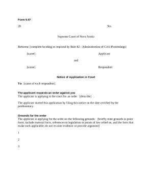 20 No. Supreme Court of Nova Scotia Between Doc Template | pdfFiller