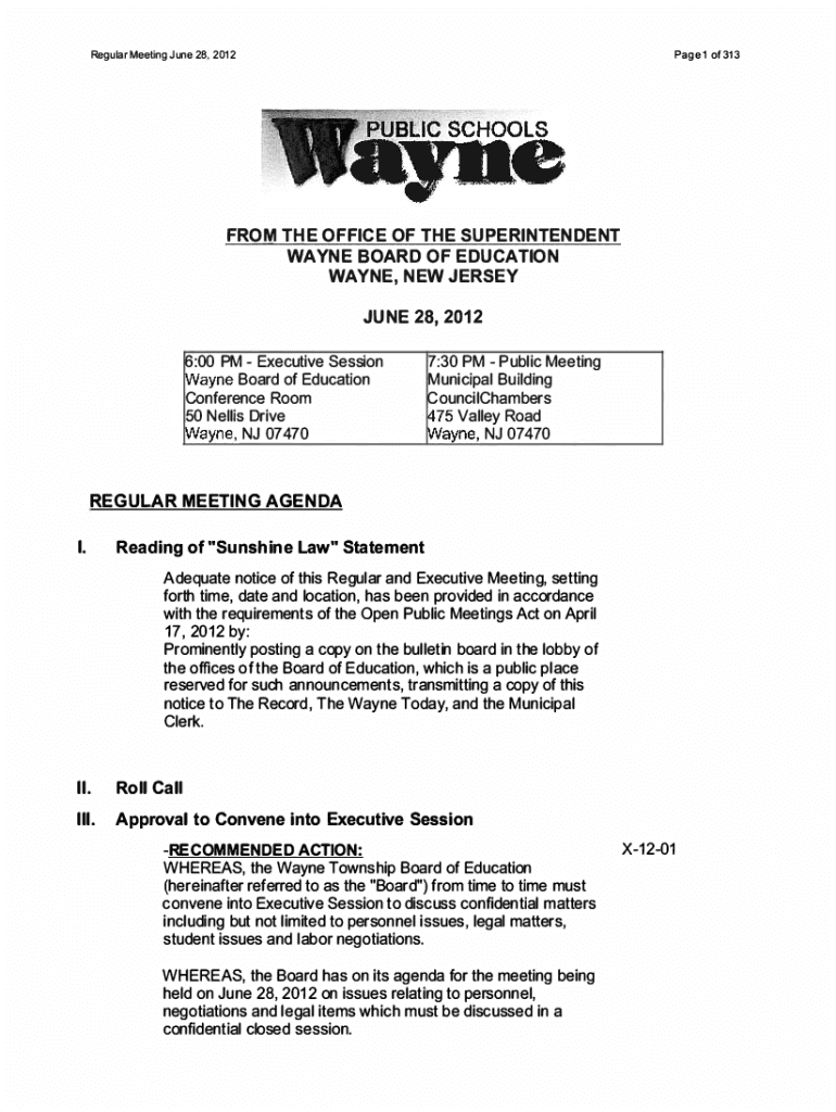 Fillable Online from the office of the superintendent wayne board of education ... Fax Email ...
