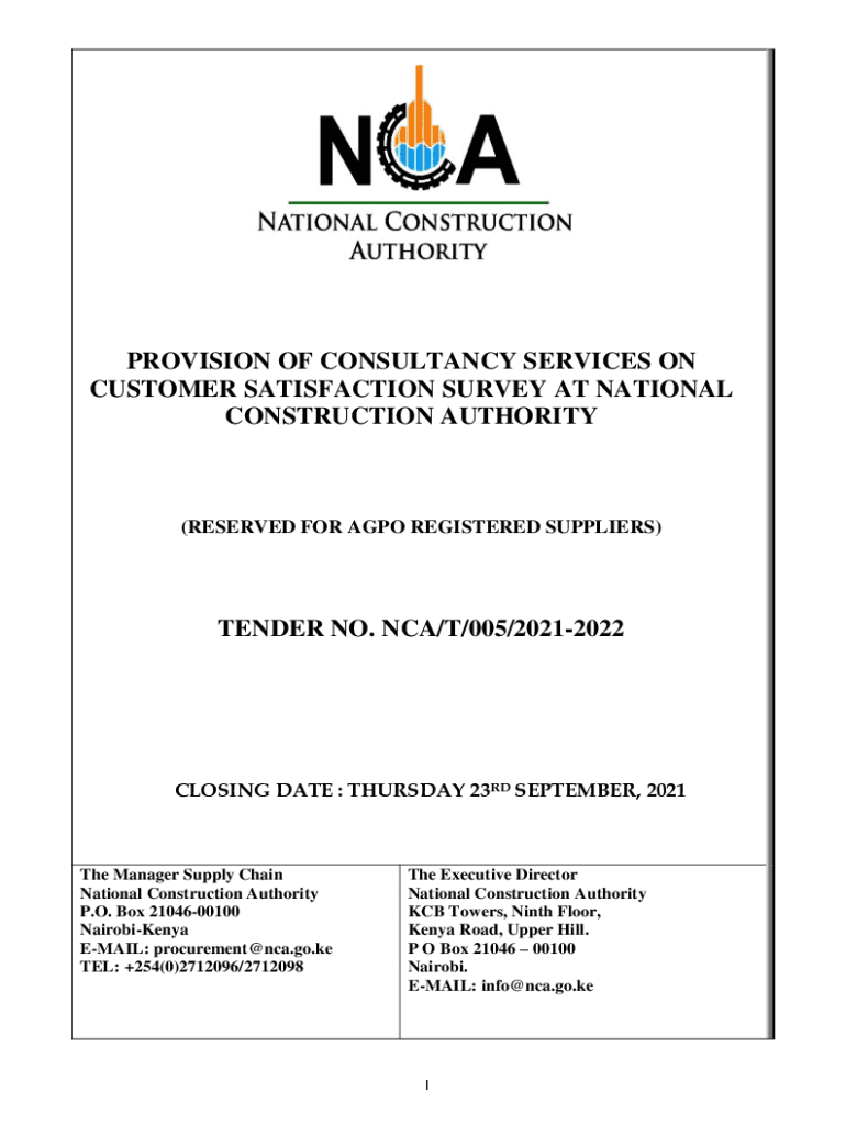 Fillable Online nca customer satisfaction survey Bids, RFP & Government ...