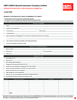 Fillable Online CLAIM FORM FOR FIRE AND ALLIED PERILS Fax Email Print ...
