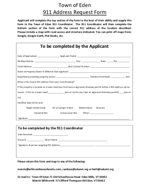 Fillable Online Town of Eden 911 Address Request Form Fax Email Print ...