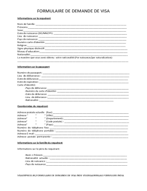 Fillable Online Formulaire de demande de visa Fax Email Print - pdfFiller