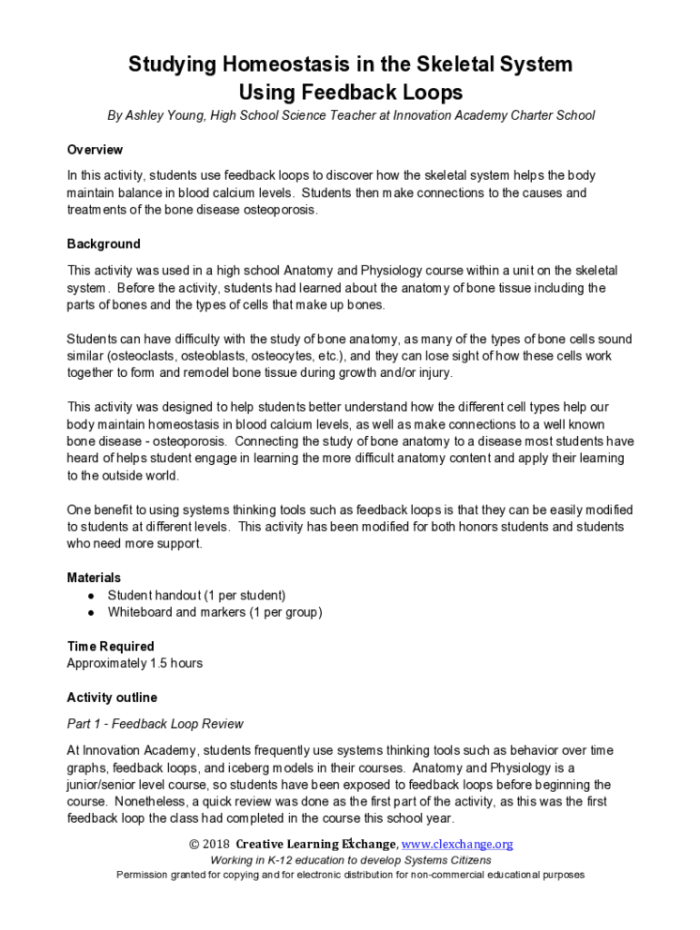 Fillable Online static clexchange Studying Homeostasis in the Skeletal ...