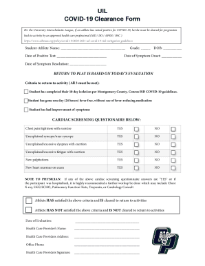 Fillable Online UIL COVID-19 Clearance Form - Sports Medicine Fax Email ...